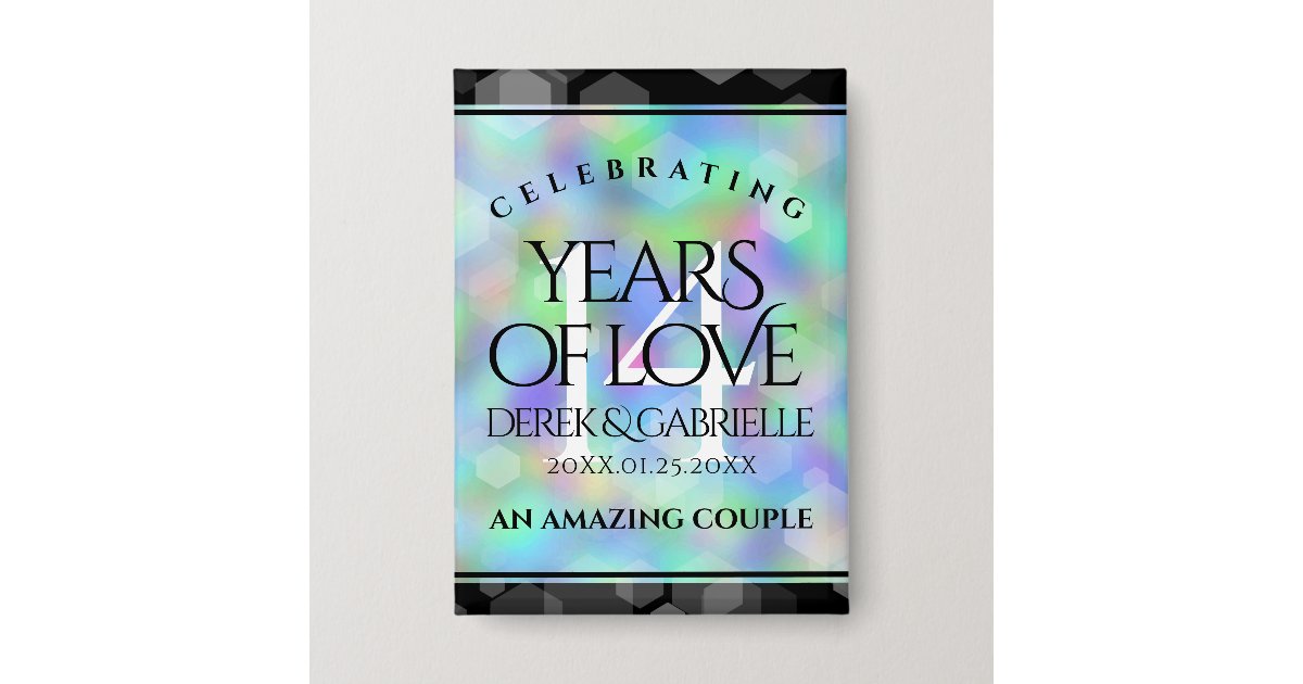 Elegant 14th Opal Wedding Anniversary Celebration Button | Zazzle