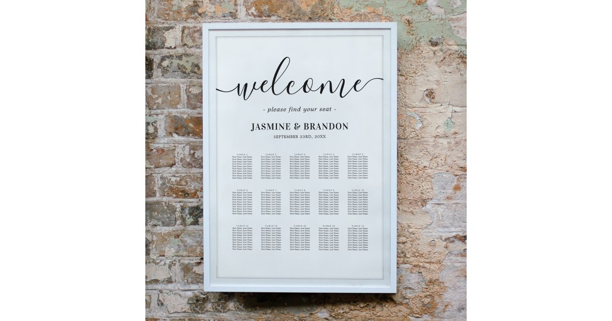 Elegant 15 Table Wedding Seating Chart | Zazzle