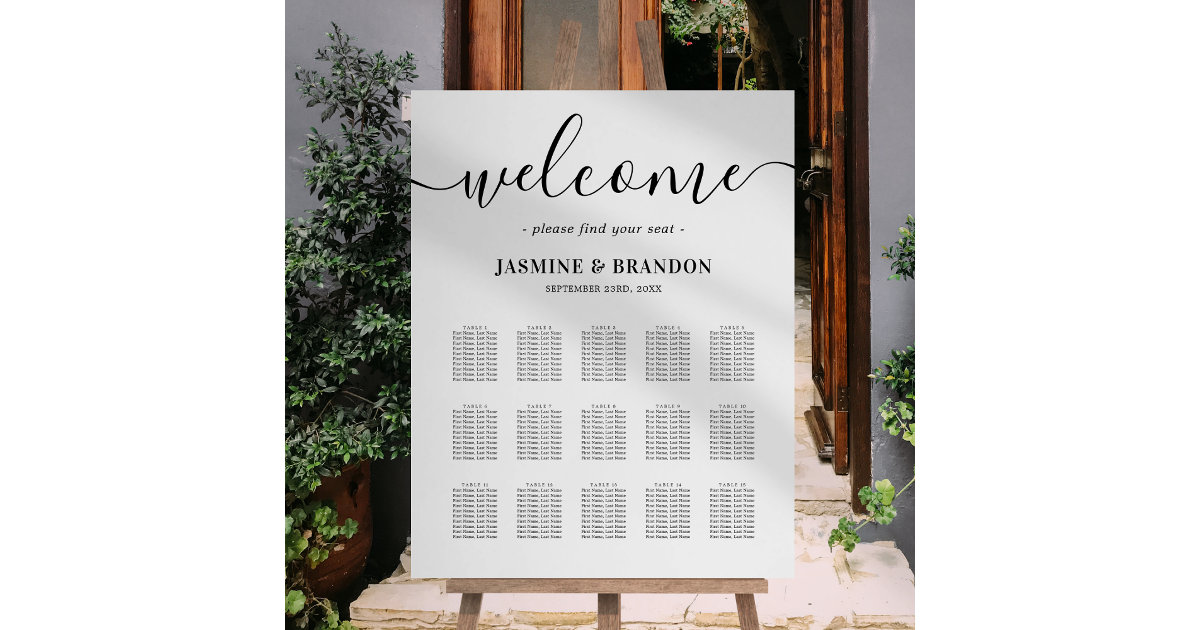 Elegant 15 Table Wedding Seating Chart Foam Board | Zazzle