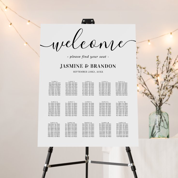 Elegant 15 Table Wedding Seating Chart Foam Board | Zazzle