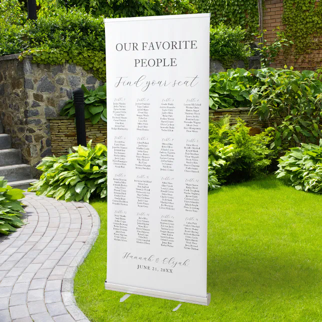 Elegant 16 Tables Seating Chart Wedding Retractable Banner | Zazzle
