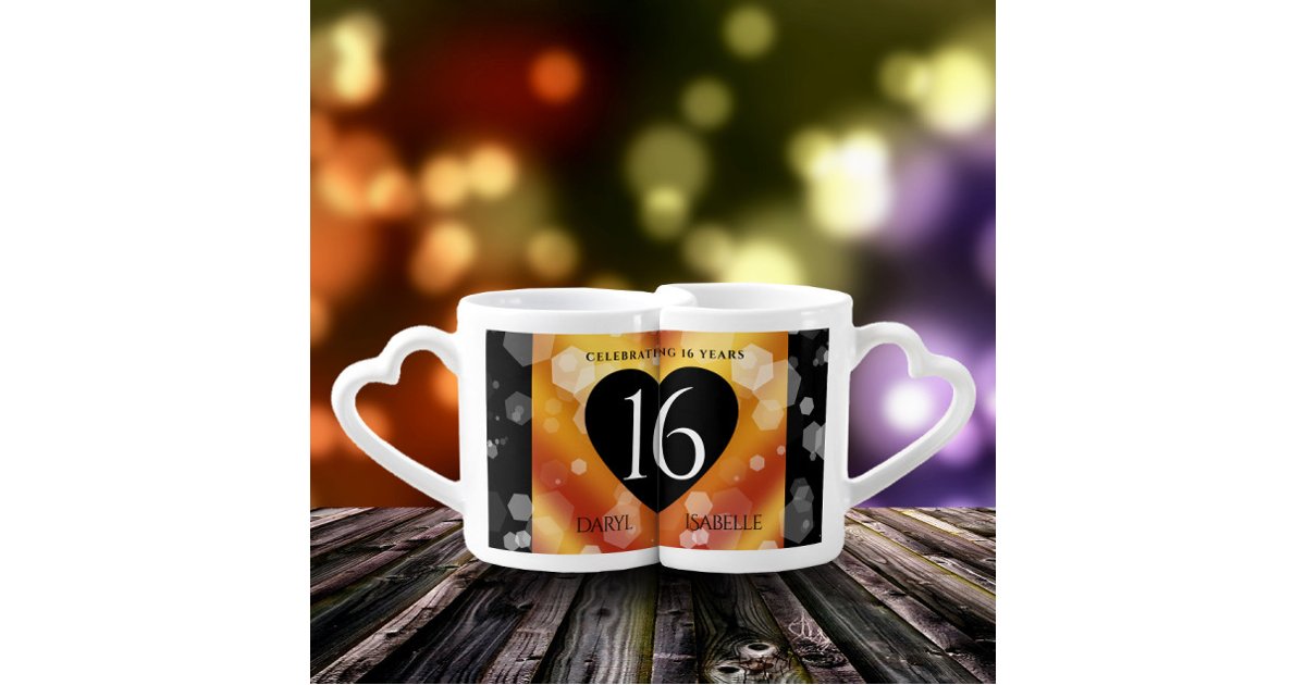 Elegant 16th Golden Topaz Wedding Anniversary Coffee Mug Set | Zazzle