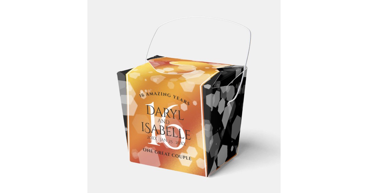 Elegant 16th Golden Topaz Wedding Anniversary Favor Boxes | Zazzle