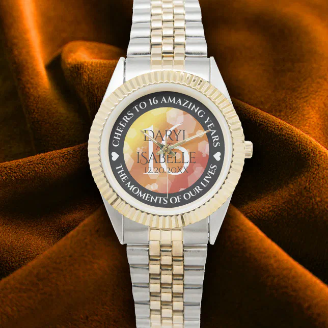 Elegant 16th Golden Topaz Wedding Anniversary Watch | Zazzle