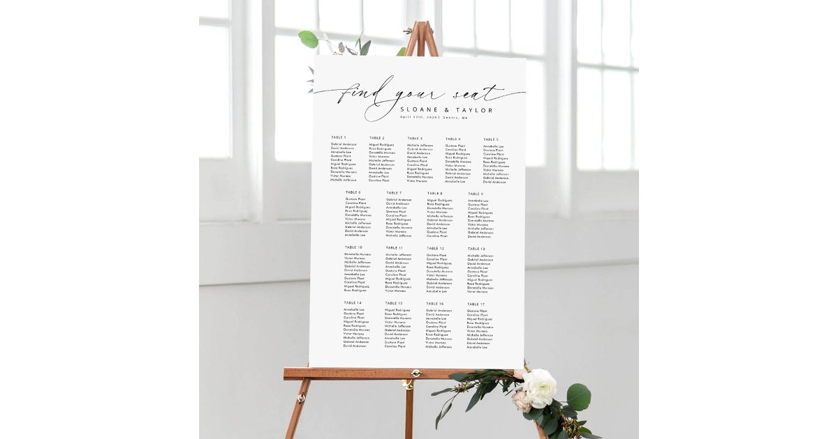 Elegant 17 Tables Welcome Seating Chart Foam Board | Zazzle