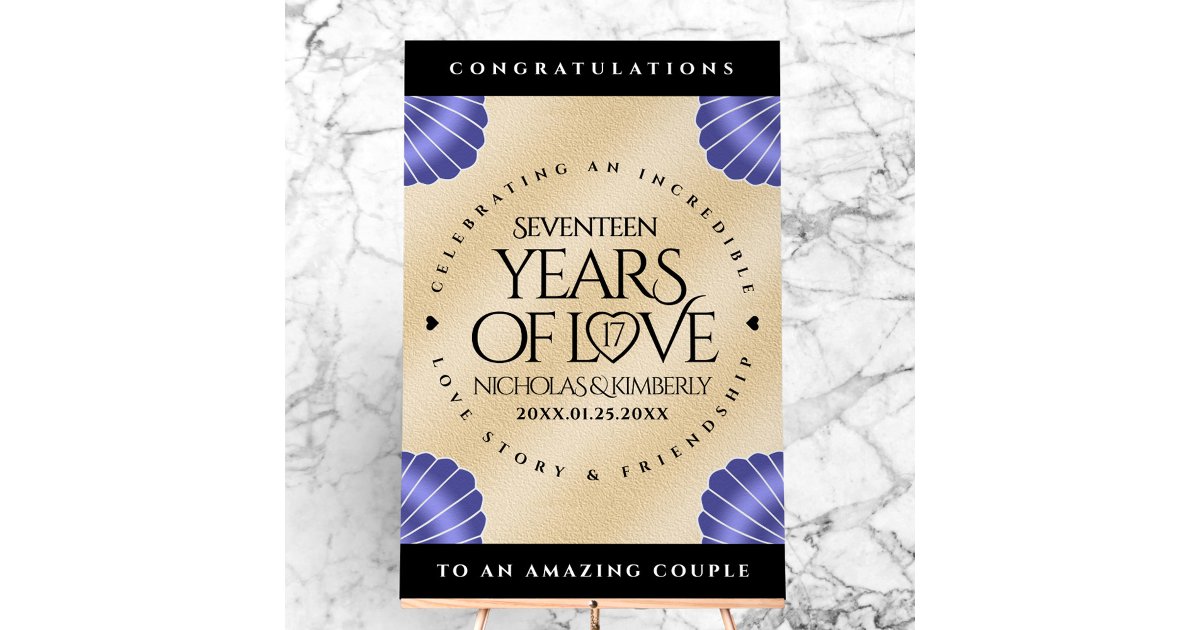 Elegant 17th Shells Wedding Anniversary Acrylic Sign | Zazzle