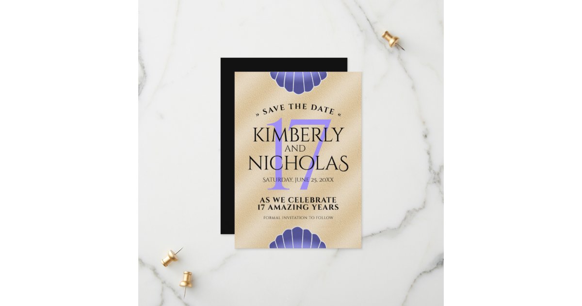 Elegant 17th Shells Wedding Anniversary Save The Date | Zazzle