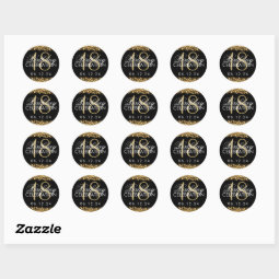 Elegant 18th Birthday Party Sparkles Gold Classic Round Sticker | Zazzle