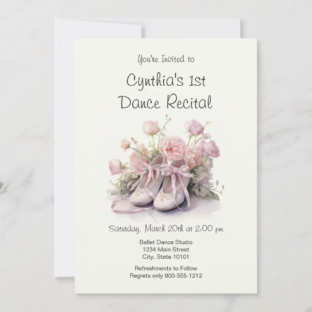 Elegant 1st Ballet Dance Recital Invitation | Zazzle