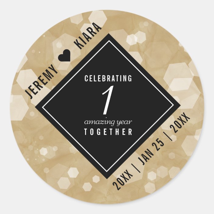Elegant 1st Paper Wedding Anniversary Celebration Classic Round Sticker ...