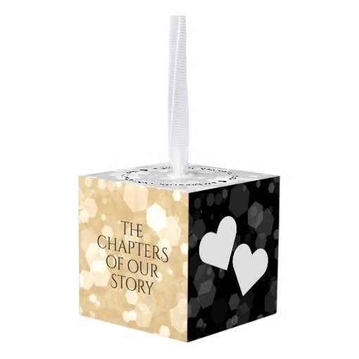 Elegant 1st Paper Wedding Anniversary Celebration Cube Ornament | Zazzle