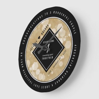 Elegant 1st Paper Wedding Anniversary Celebration Large Clock | Zazzle