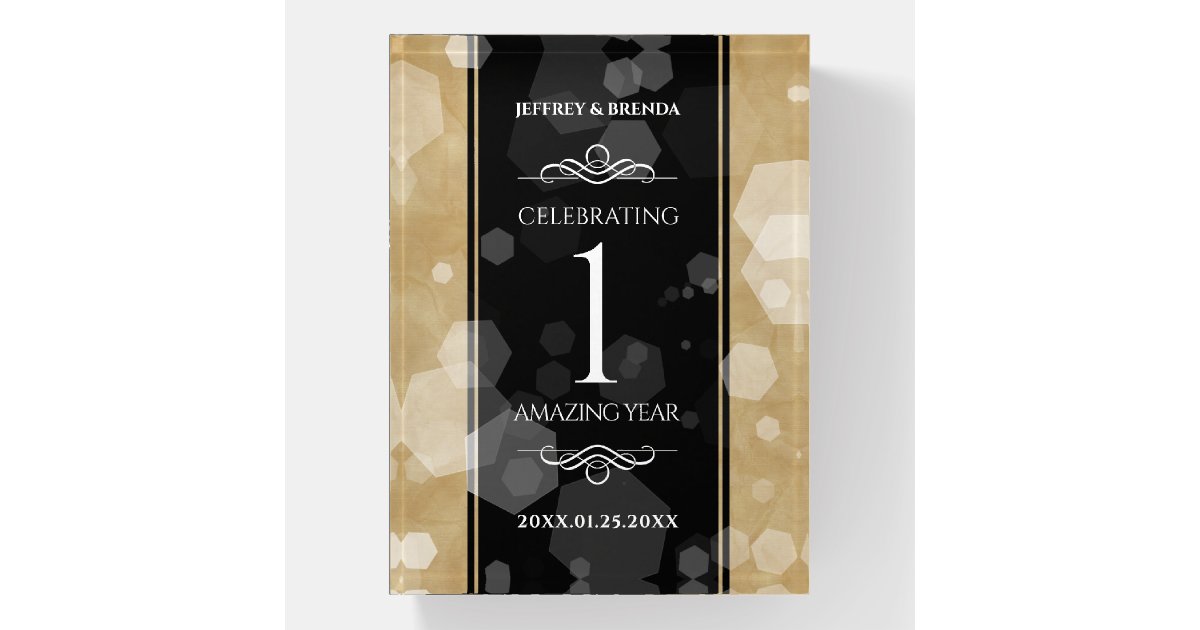 Elegant 1st Paper Wedding Anniversary Paperweight | Zazzle