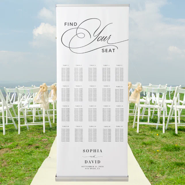 Elegant 20 Table Calligraphy Wedding Seating Chart Retractable Banner ...