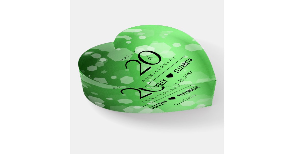 Elegant 20th Emerald Wedding Anniversary Paperweight | Zazzle