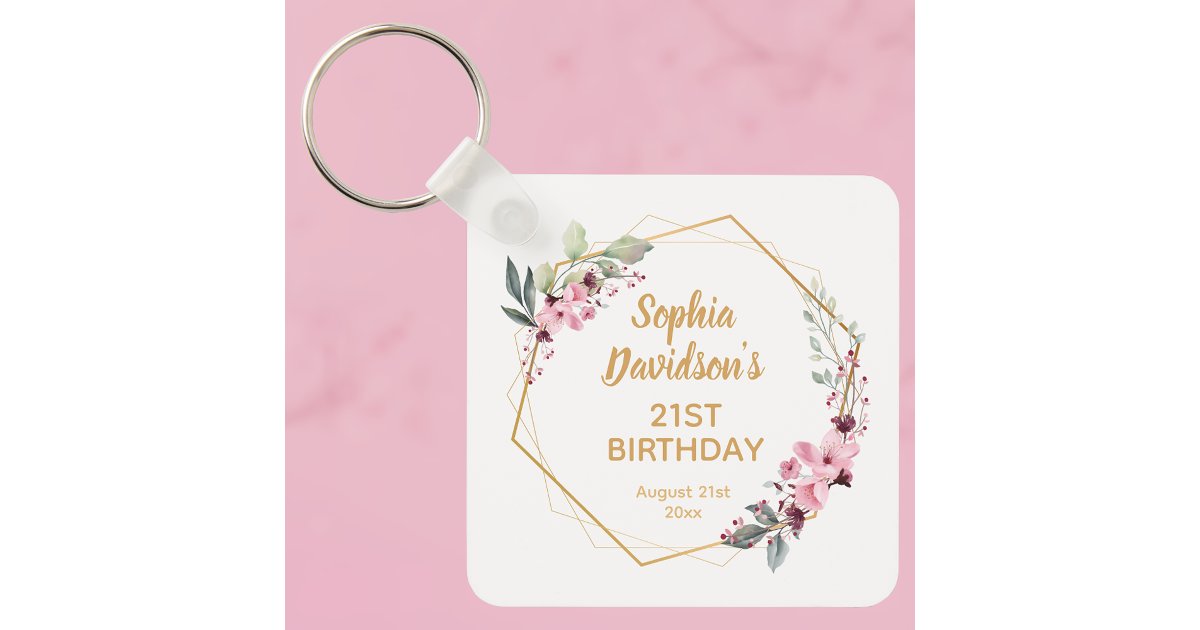 Elegant 21st Birthday Party Favor Keychain | Zazzle