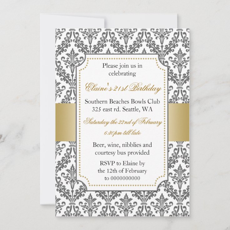 Elegant 21st Birthday party Invitation | Zazzle