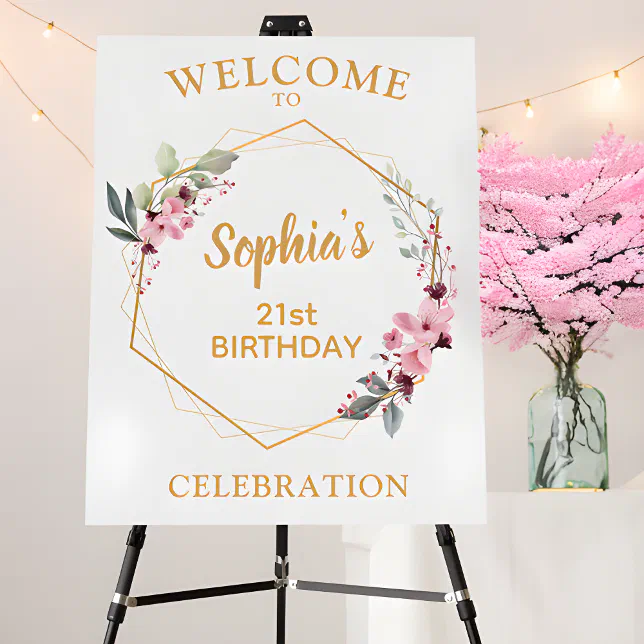 Elegant 21st Birthday Party Welcome Sign | Zazzle