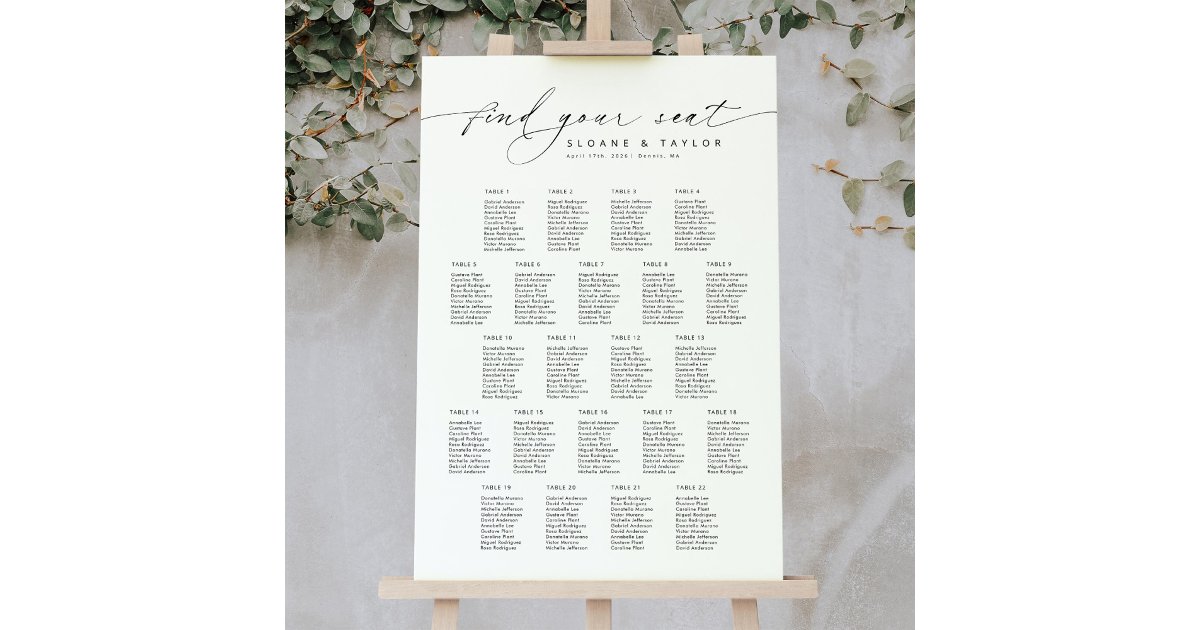 Elegant 22 Tables Welcome Seating Chart Foam Board | Zazzle