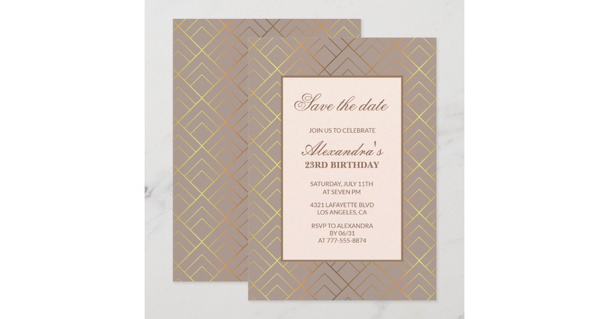 Elegant 23rd birthday invitations Save the date | Zazzle