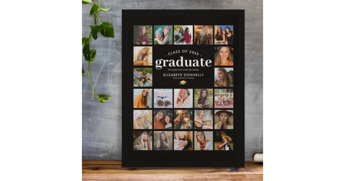 Elegant 24 Photo Collage Graduation Poster | Zazzle