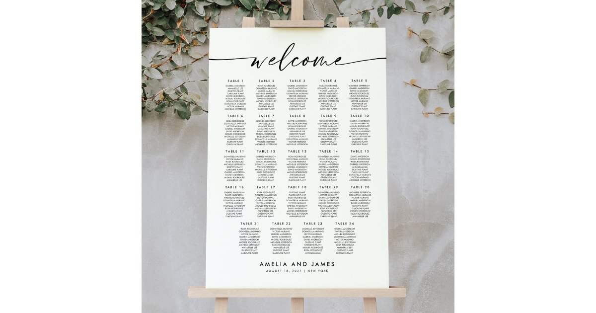 Elegant 24 Tables Welcome Seating Chart | Zazzle