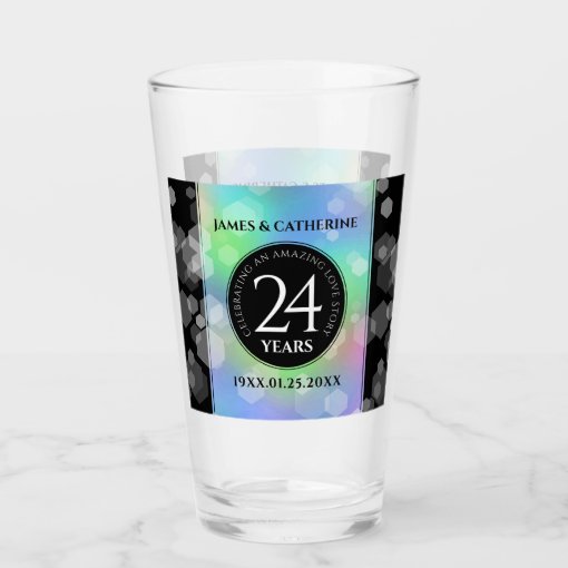 Elegant 24th Opal Wedding Anniversary Celebration Glass | Zazzle