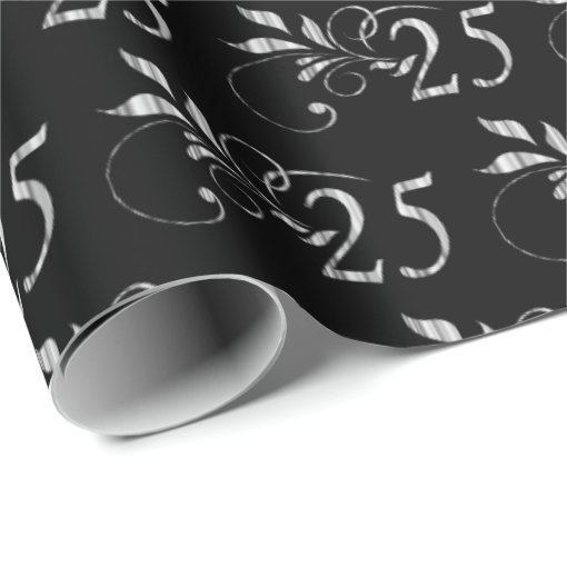 Elegant 25th Silver Anniversary Pattern Wrapping Paper | Zazzle