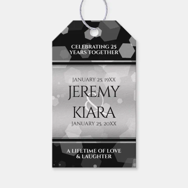 Elegant 25th Silver Wedding Anniversary Gift Tags | Zazzle