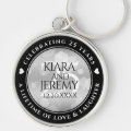 Elegant 25th Silver Wedding Anniversary Keychain | Zazzle