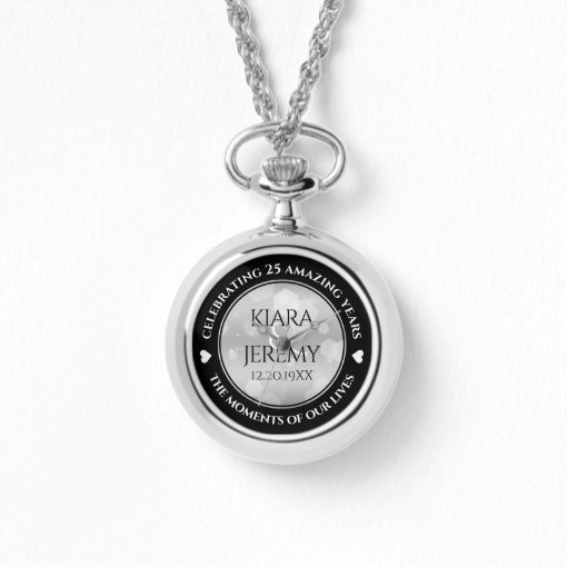 Elegant 25th Silver Wedding Anniversary Watch | Zazzle