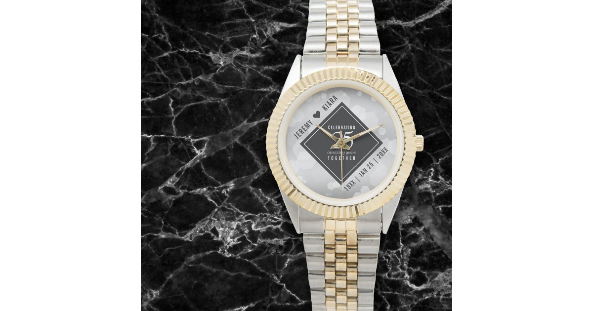 Elegant 25th Silver Wedding Anniversary Watch | Zazzle
