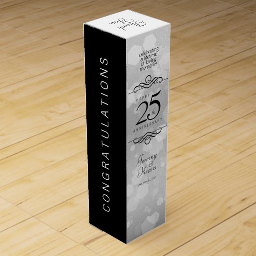 Elegant 25th Silver Wedding Anniversary Wine Box | Zazzle