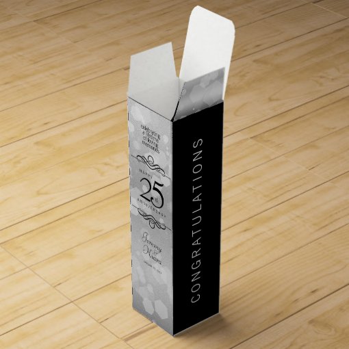 Elegant 25th Silver Wedding Anniversary Wine Box | Zazzle