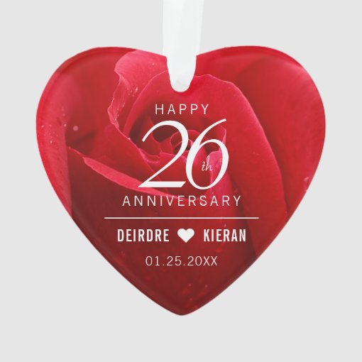 Elegant 26th Rose Wedding Anniversary Ornament | Zazzle