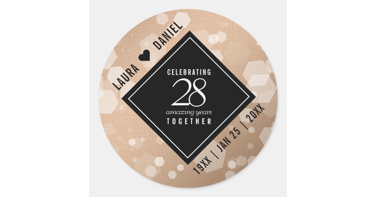 Elegant 28th Linen Wedding Anniversary Celebration Classic Round ...