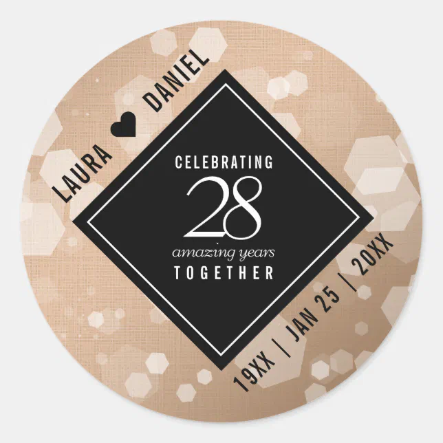 Elegant 28th Linen Wedding Anniversary Celebration Classic Round ...