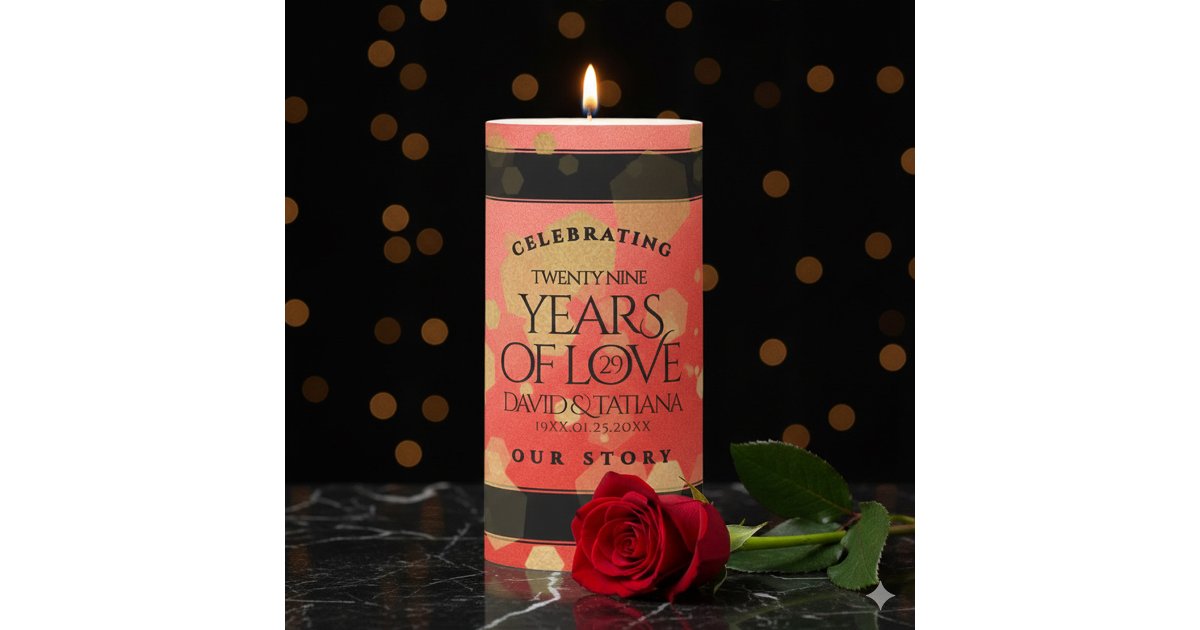 Elegant 29th Garnet Wedding Anniversary Pillar Candle | Zazzle