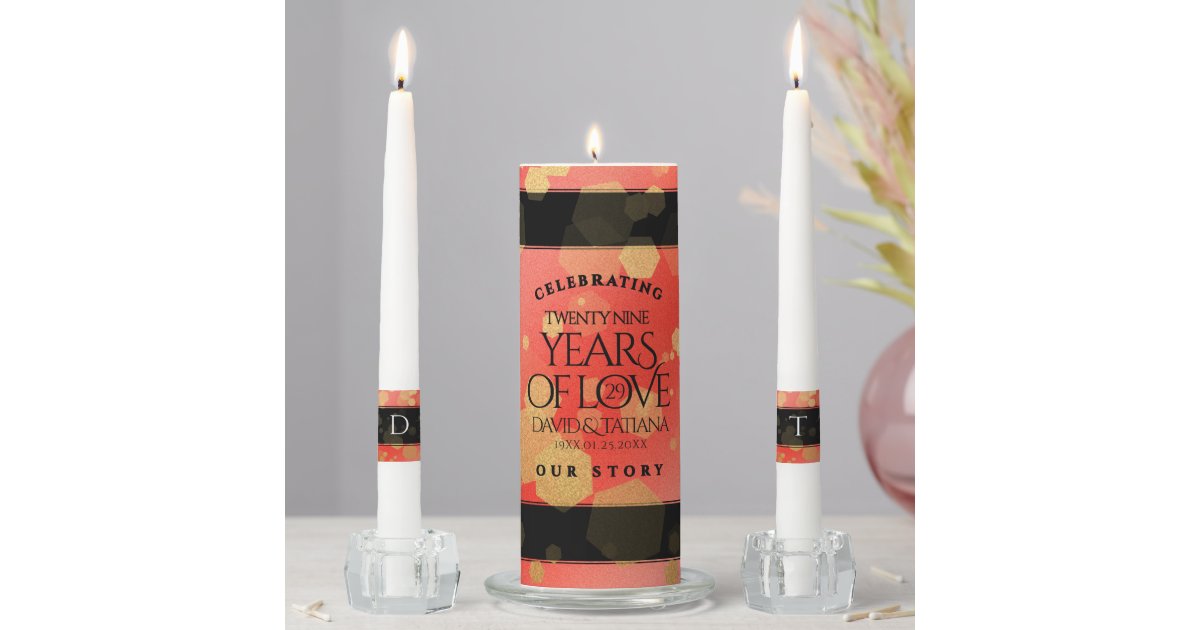 Elegant 29th Garnet Wedding Anniversary Unity Candle Set | Zazzle