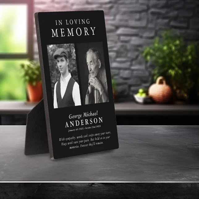 Elegant 2 Photo 'In Loving Memory' Tribute Plaque | Zazzle