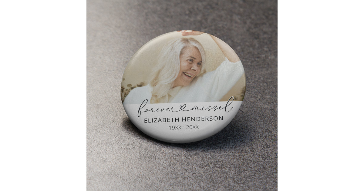 Elegant 2 Photo Memorial Funeral Button | Zazzle