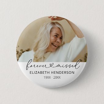 Elegant 2 Photo Memorial Funeral Button | Zazzle