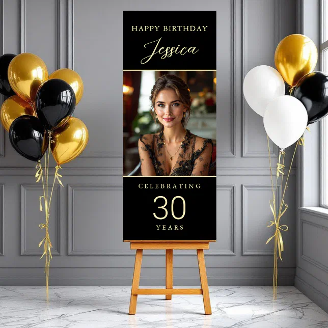 Elegant 30 Years Black & Gold Photo Foam Board | Zazzle