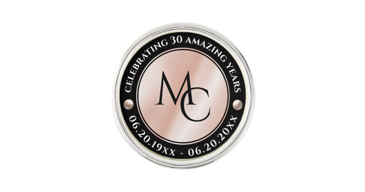 Elegant 30th 46th Pearl Wedding Anniversary Lapel Pin | Zazzle
