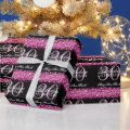 Elegant 30th Birthday Party Sparkles Pink Wrapping Paper | Zazzle
