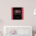 Elegant 30th Birthday Party Sparkles Red Poster | Zazzle