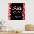 Elegant 30th Birthday Party Sparkles Red Poster | Zazzle