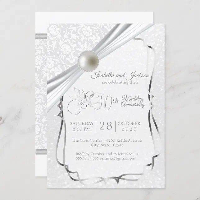 Elegant 30th Pearl Anniversary Design Invitation | Zazzle