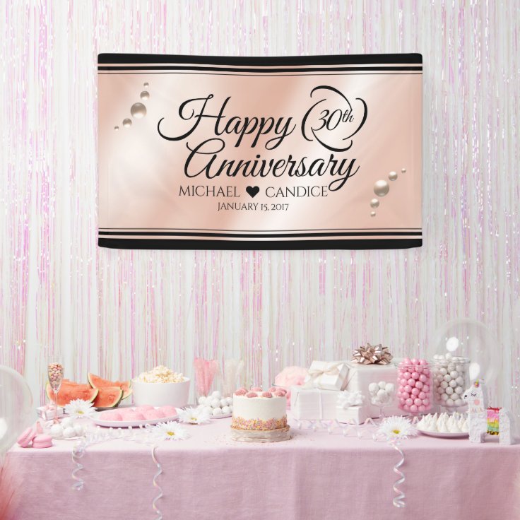Elegant 30th Pearl Wedding Anniversary Celebration Banner | Zazzle
