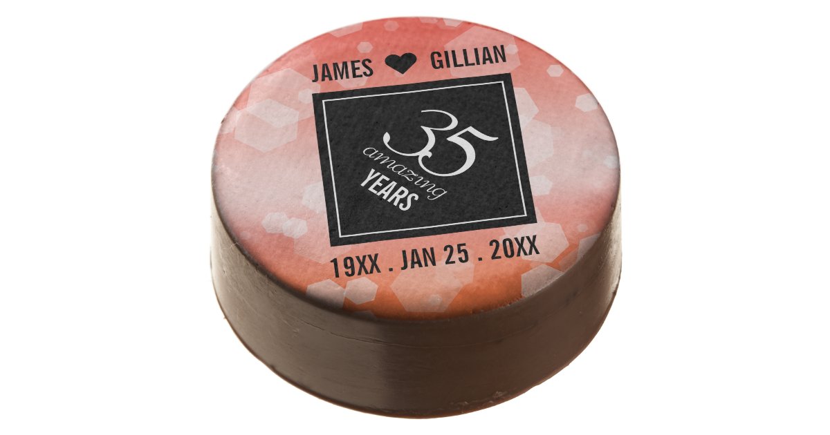 Elegant 35th Coral Wedding Anniversary Celebration Chocolate Covered ...